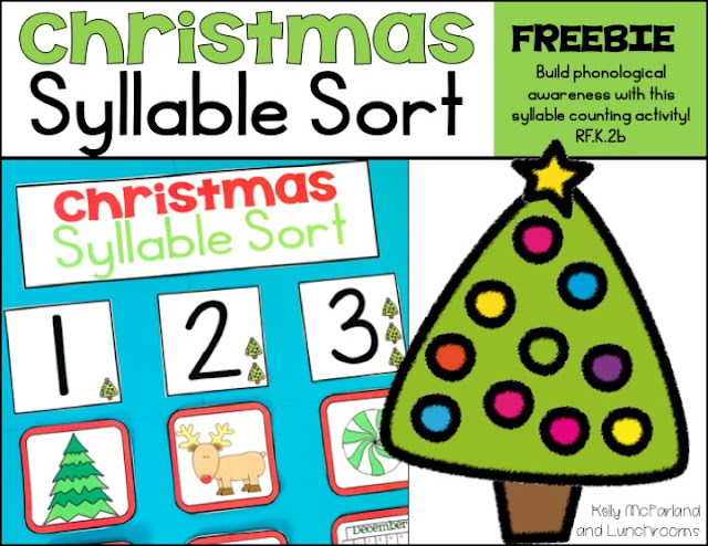 Lattes And Lunchrooms: Christmas Syllable Counting FREEBIE