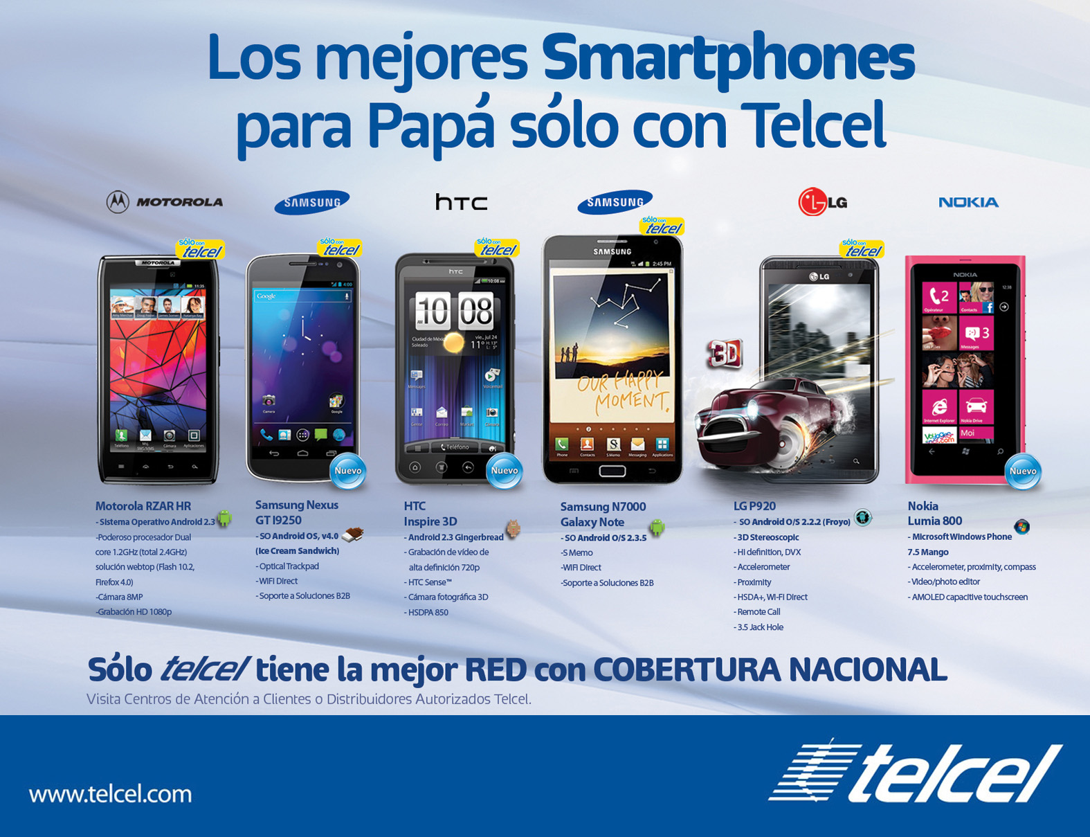 Global Publicidad: Los mejores Smartphones para Papá sólo con Telcel