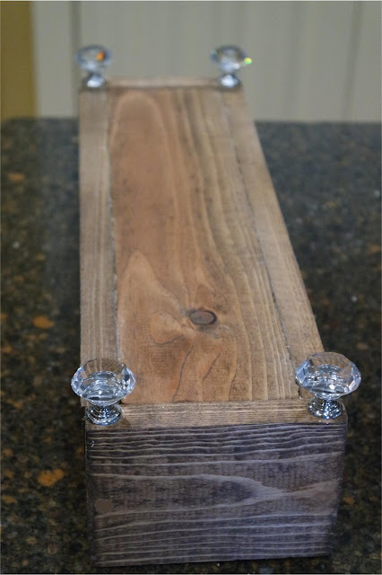 DIY Hot Cocoa Bar with crystal cabinet pull feet