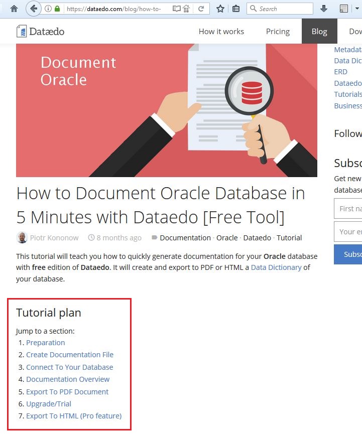 OraSal: Dataedo software, Part 03: First Oracle connection - 01