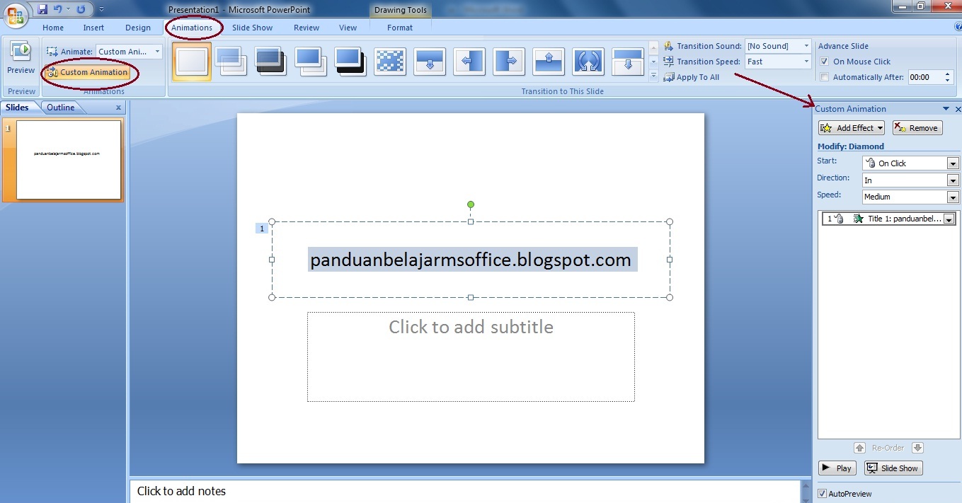 Cara Mengatur Effect Tampilan Pada Power Point - belajar microsoft office
