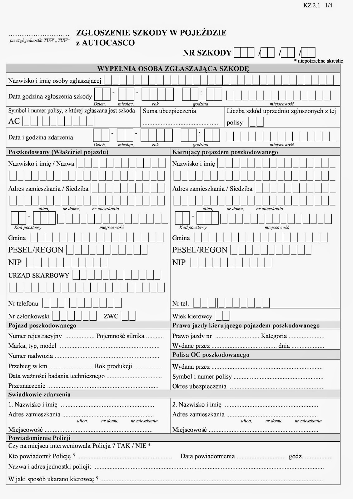 Likwidacje szkód komunikacyjnych: TUW