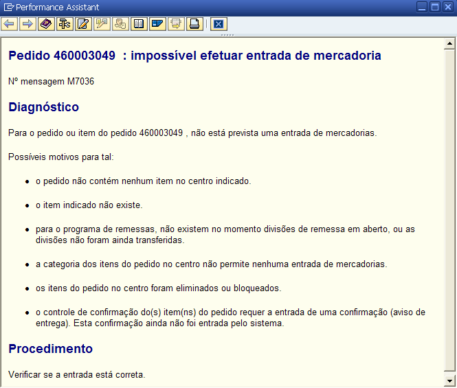 Portal do conhecimento SAP ERP: [MM] - Erro - M7036 - Recebimento de ...