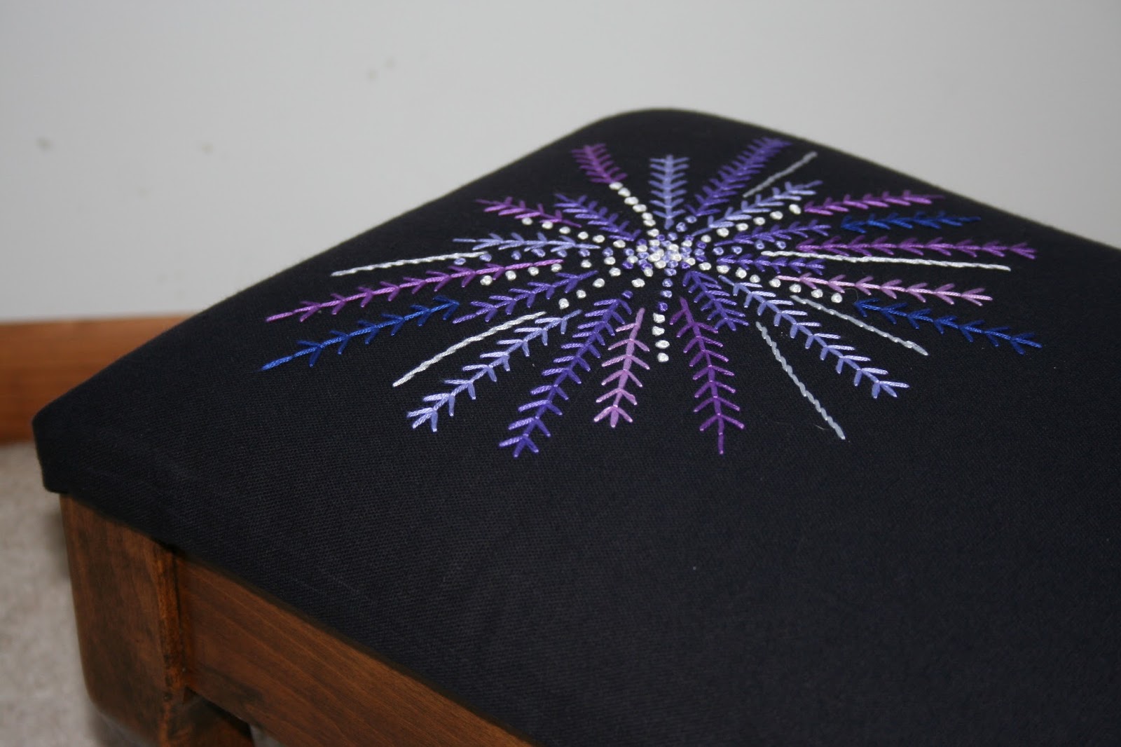 MooshieStitch: Something Old: Embroidered Foot Stool