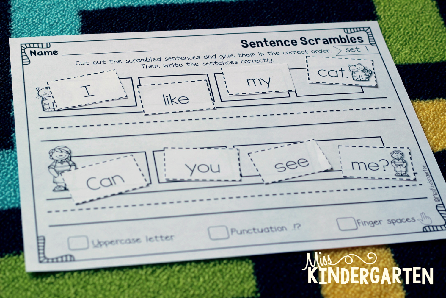 Sentence Building Practice - Miss Kindergarten
