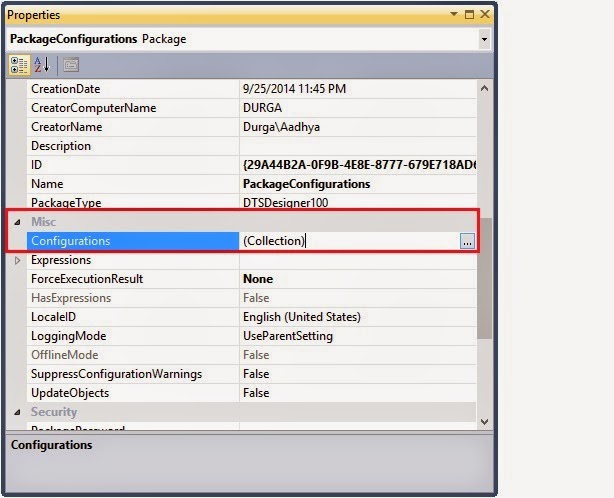 MSBI: SSIS: Package Configuration