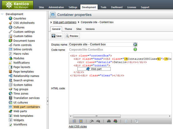 Kentico Tutorials: Widgets Containers