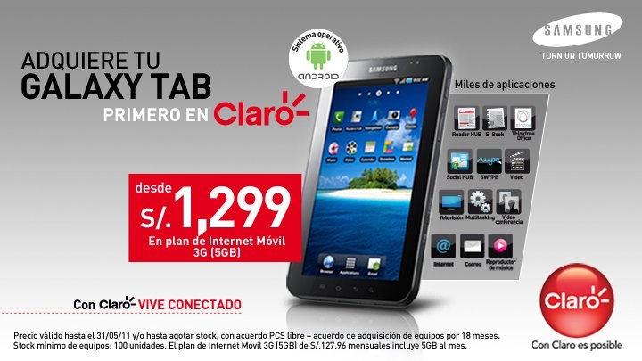CLARO QUE TIENES MAS: Galaxy Tab en Claro