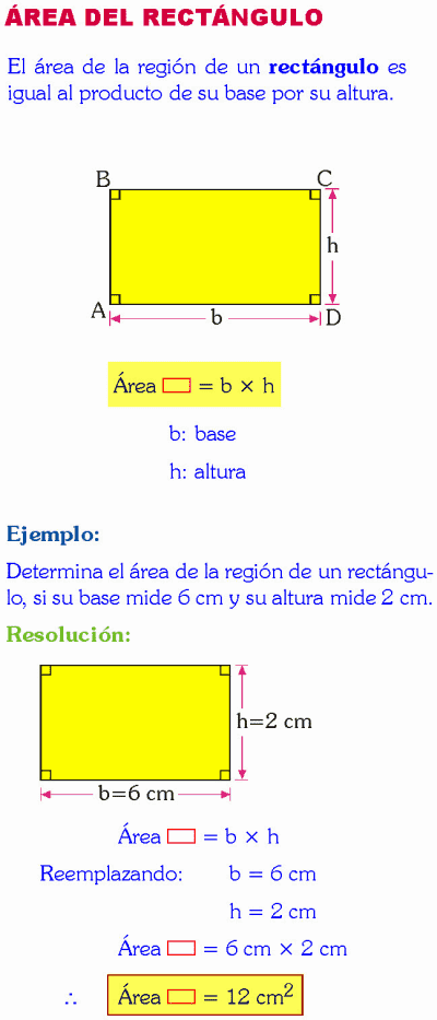 AREA DE UN RECTANGULO FORMULA EJEMPLOS Y EJERCICIOS RESUELTOS