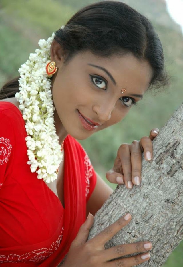 Actress Akshaya Navel Show in Red Saree Stills - Cine Gallery
