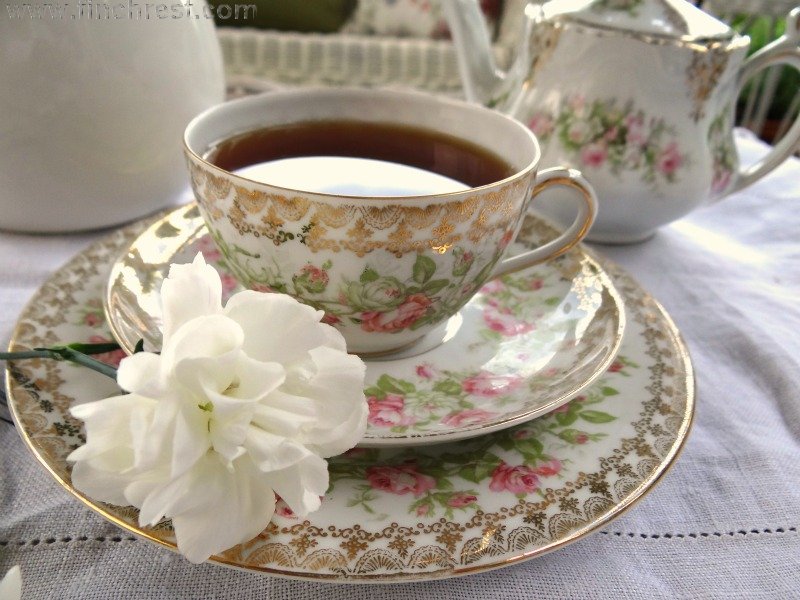 The Nest at Finch Rest: White Carnations & old tea china