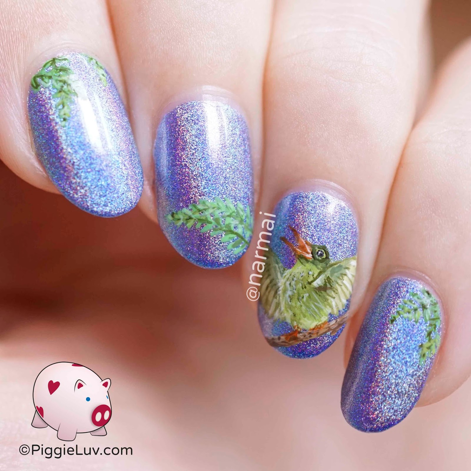 PiggieLuv: Spectacled Spiderhunter bird nail art