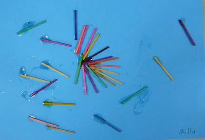 De Mello Teaching: Colored sticks on Cardboard