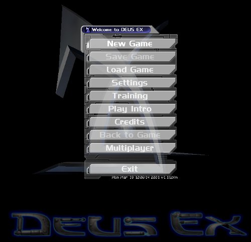 Stealing Commas: Deus Ex: Main Menu and Character Creation