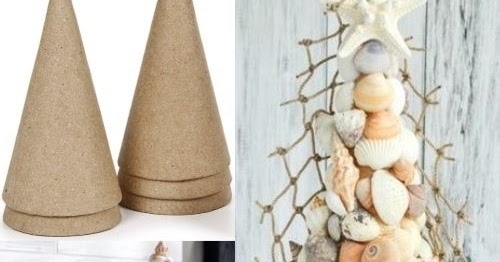Best DIY Tabletop Cone Trees | Beachy Coastal Made with Shells, Rope ...