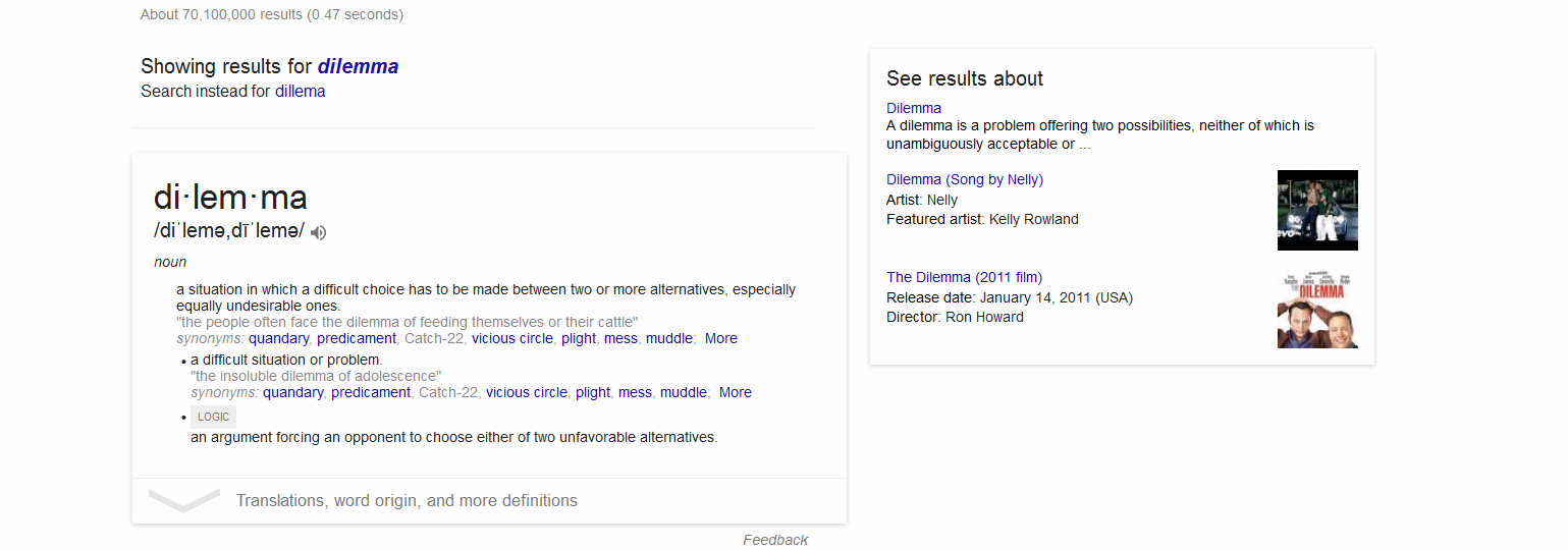 The Dilemma of "Dilemna"