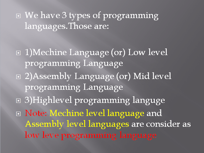 LOOSER: types of languages in computer programming||mechine language ...