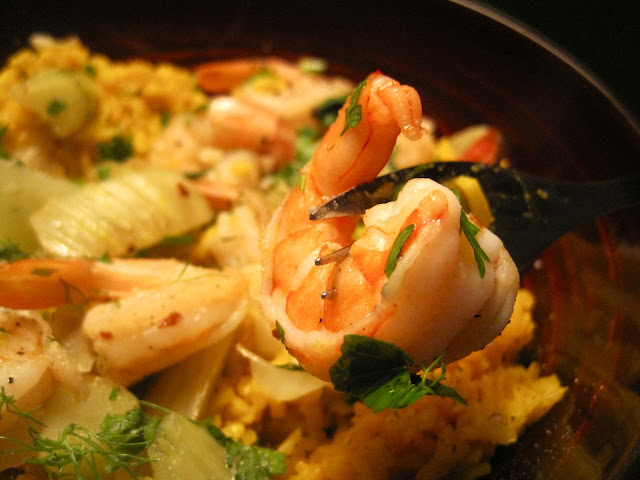 Kvell in the Kitchen: Fennel & Garlic Shrimp with Yellow Rice