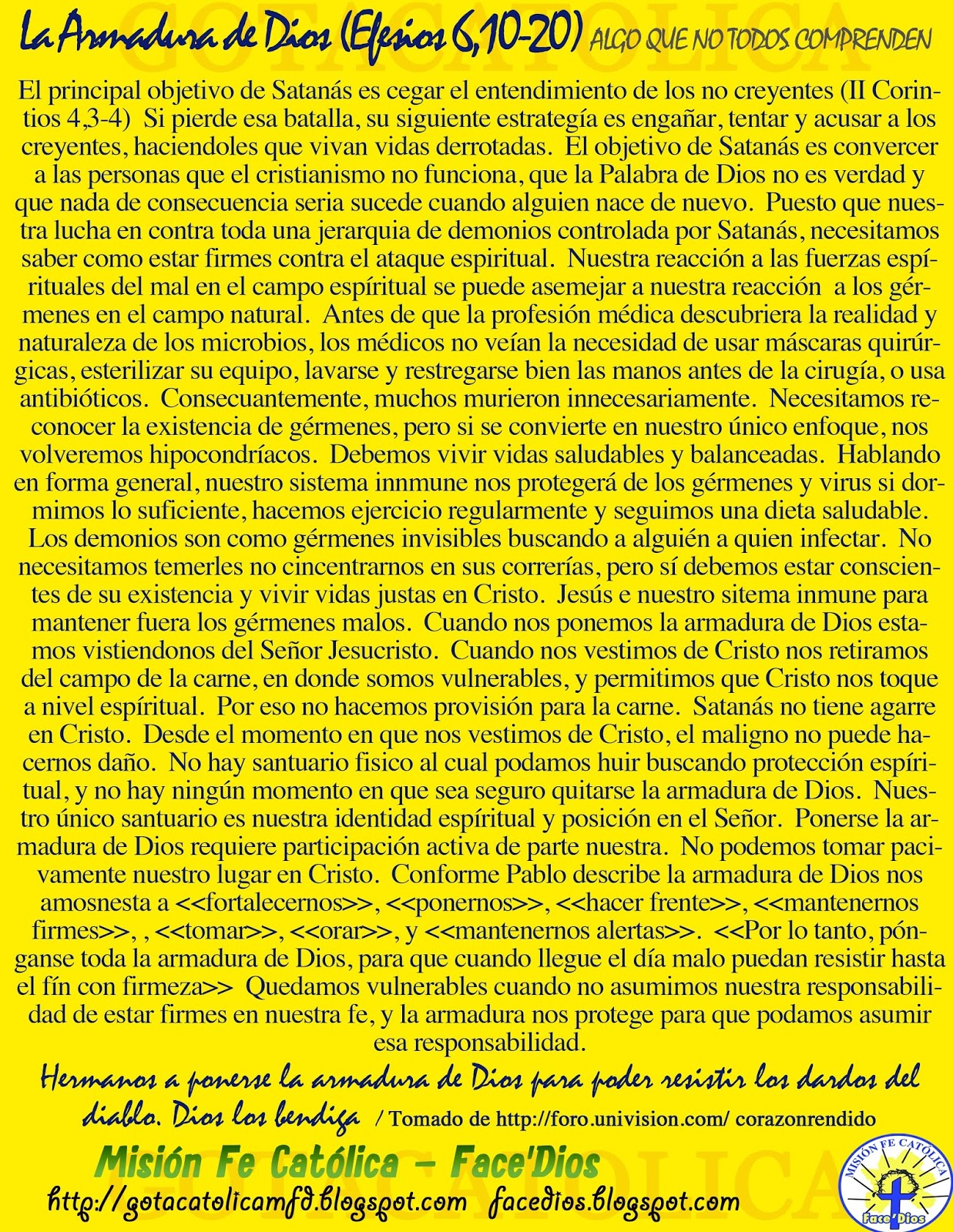 GOTA Católica-Gotas de Dios: La Armadura de Dios (Efesios 6,10-20) ALGO ... GOTA Católica-Gotas de Dios: La Armadura de Dios (Efesios 6,10-20) ALGO ...