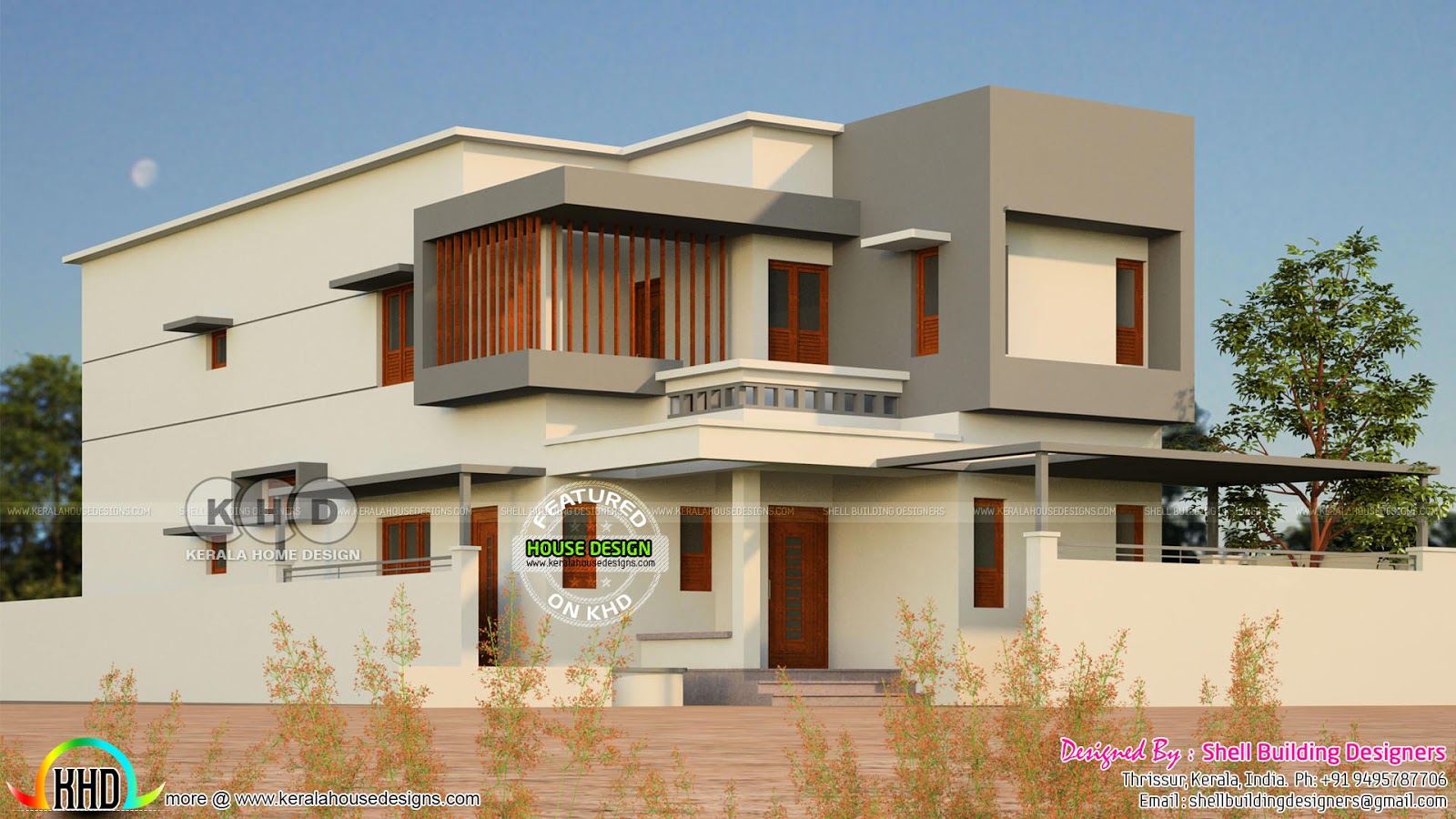 2002 sq-ft box model sober colored house rendering - Kerala Home Design ...