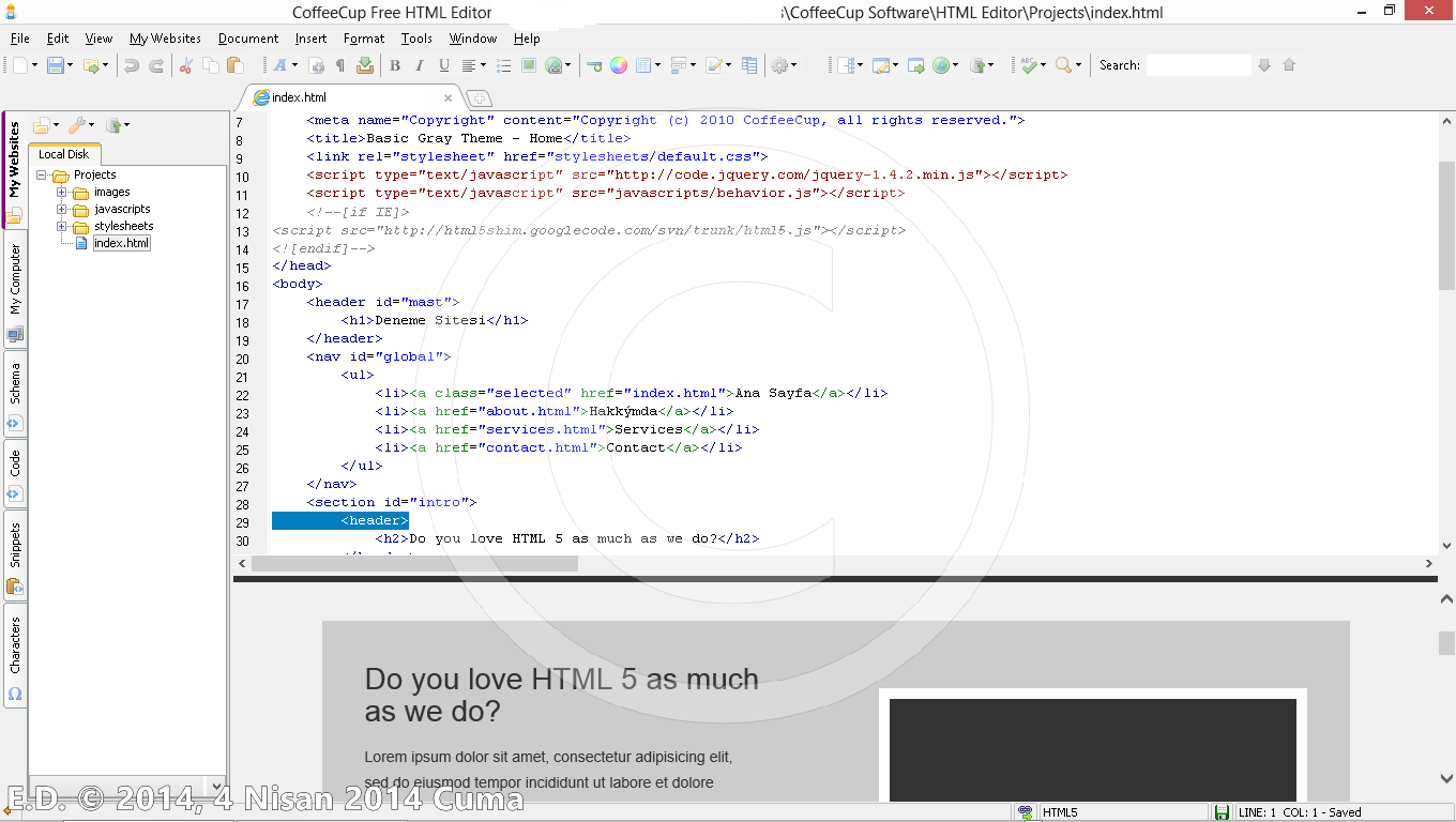 Program Tanıtım: CoffeeCup Free HTML Editor