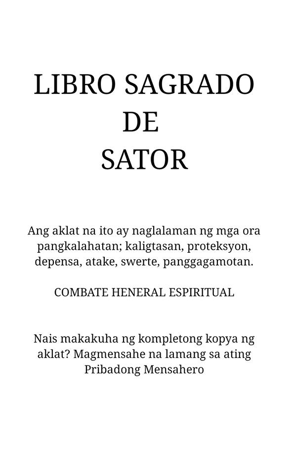 Filipino Esoteric Wisdom: Mahiwagang Aklat : LIBRO SAGRADO DE SATOR