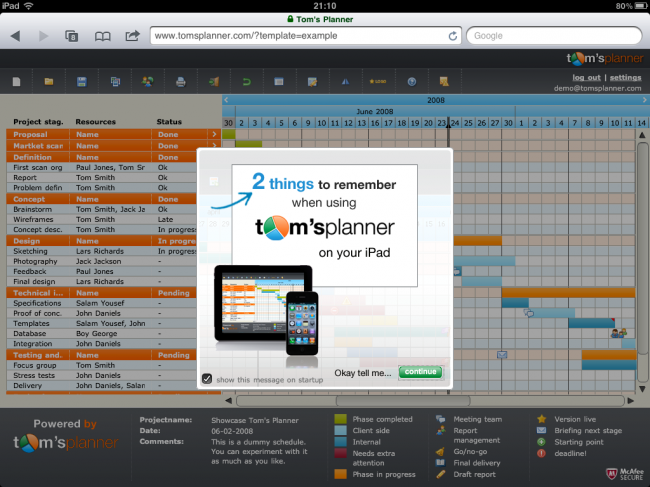 La Tres 14: Tom's Planner, diagramas de Gannt compatibles con iOS