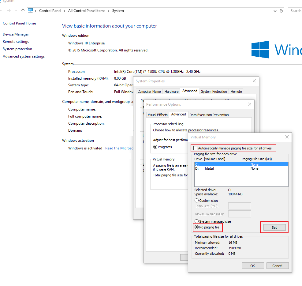 Goldentooth's Life: How to remove pagefile.sys and hiberfil.sys