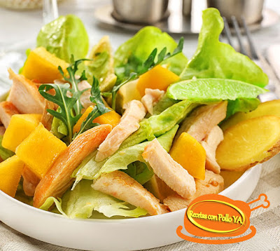 Ensalada de pollo con mango. ~ Recetas con Pollo YA