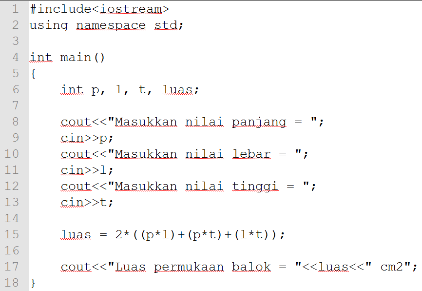 Program Menghitung Luas Permukaan Balok C++ ~ :: Share Your Knowledges Program Menghitung Luas Permukaan Balok C++ ~ :: Share Your Knowledges