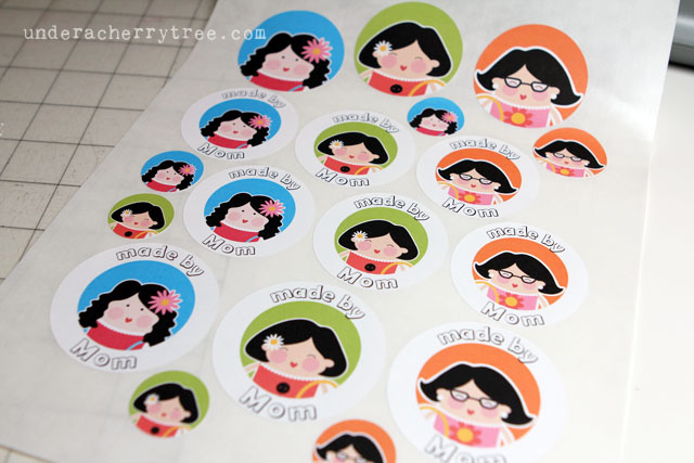 Under A Cherry Tree: "Made By Mom" Lunch bag Sticker Labels