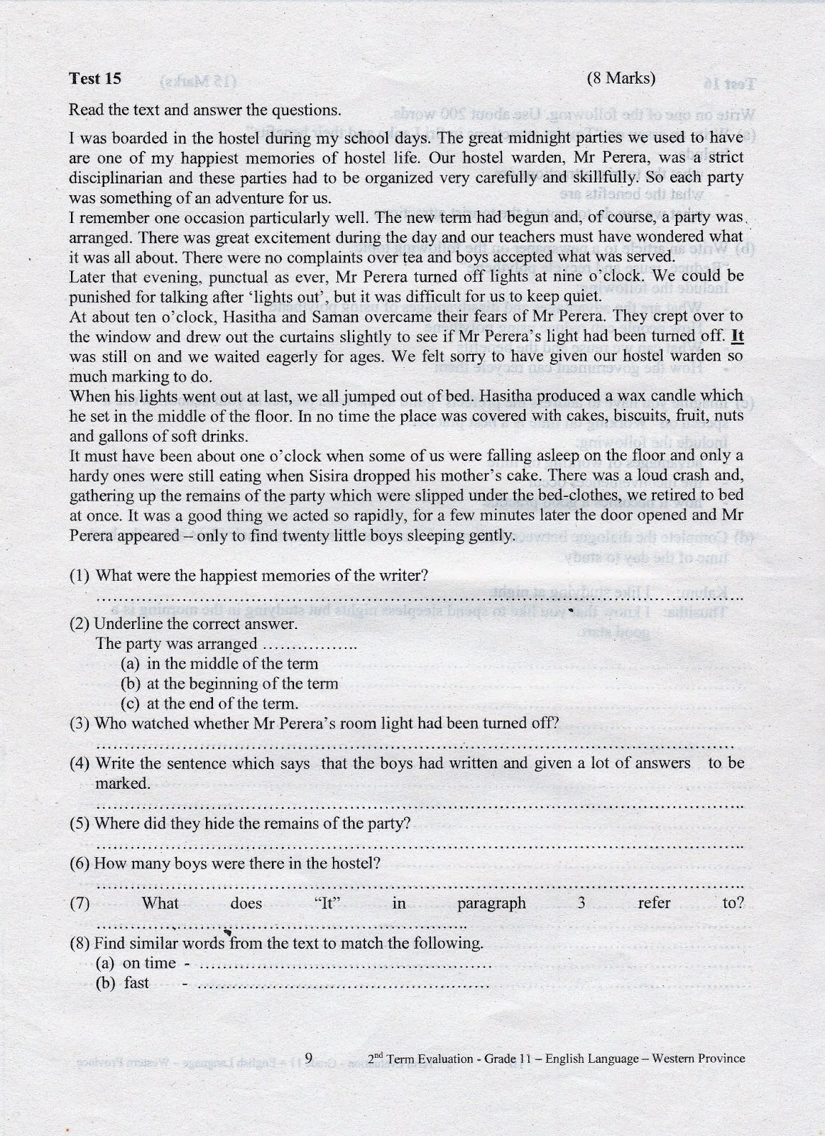 English Model Activities O/ L : ENGLISH TERM TEST PAPERS AND MODEL ...