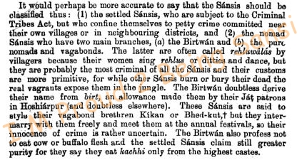 History Of SANSI CASTE Acc. To Glossary of Tribe - Sansi World