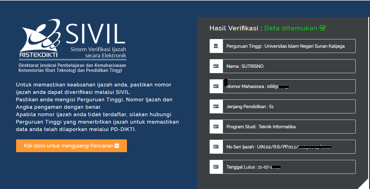 Cara Cek Ijazah Di Forlap Ristek Dikti (SIVIL)