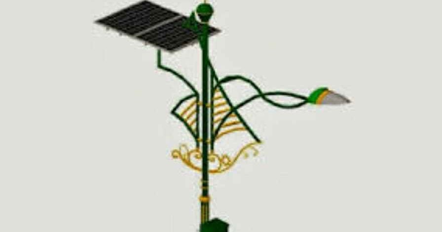 desain tiang pju solar cell