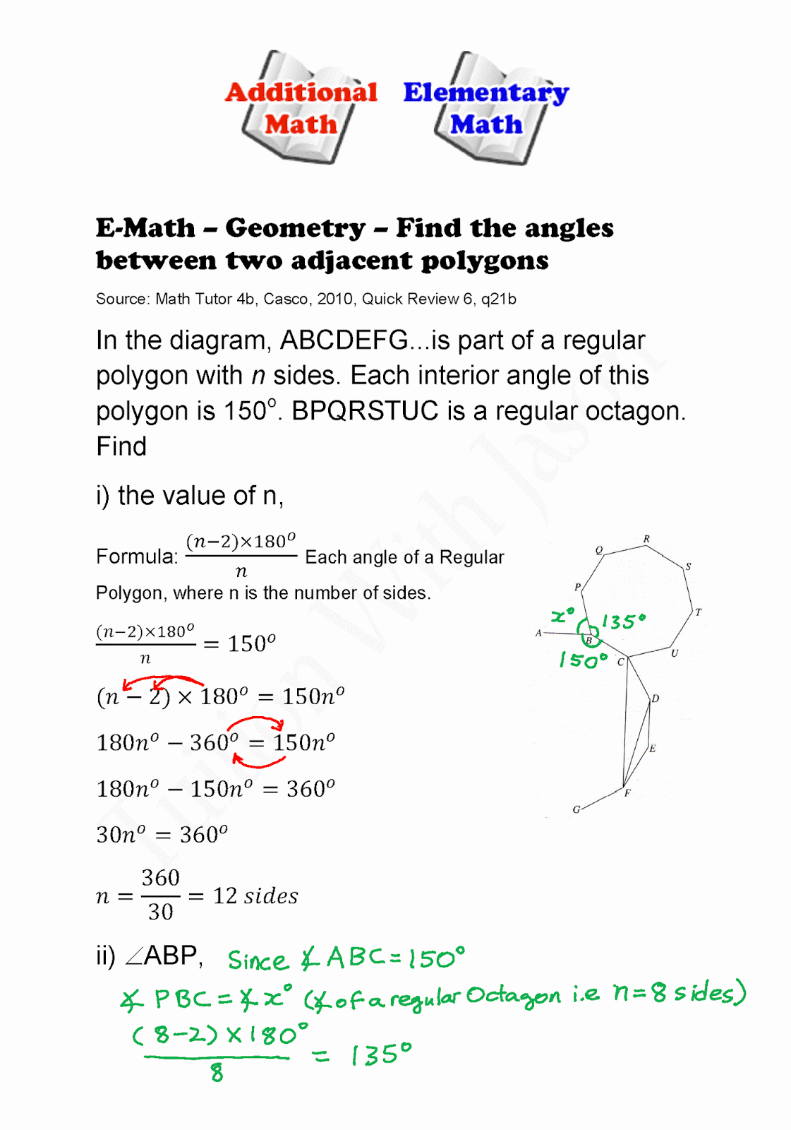 E-Math - Geometry - Find the Angles between Two Adjacent Polygons ...