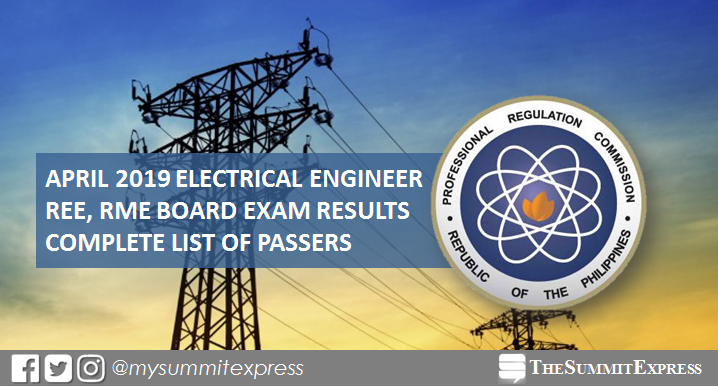 FULL RESULTS: April 2019 Electrical Engineer REE, RME board exam list ...