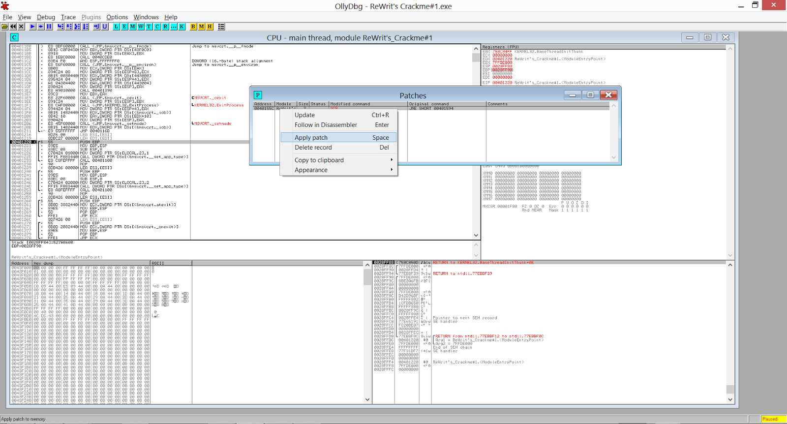 Reverse Engineering 101: Patching The Executable