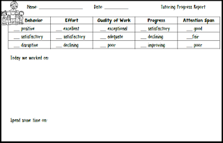 Tutoring Progress Report | Teacher's Take-Out