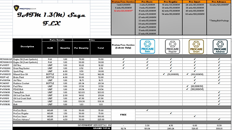 Emerald Technic Proton Service: SERVICE PACKAGE