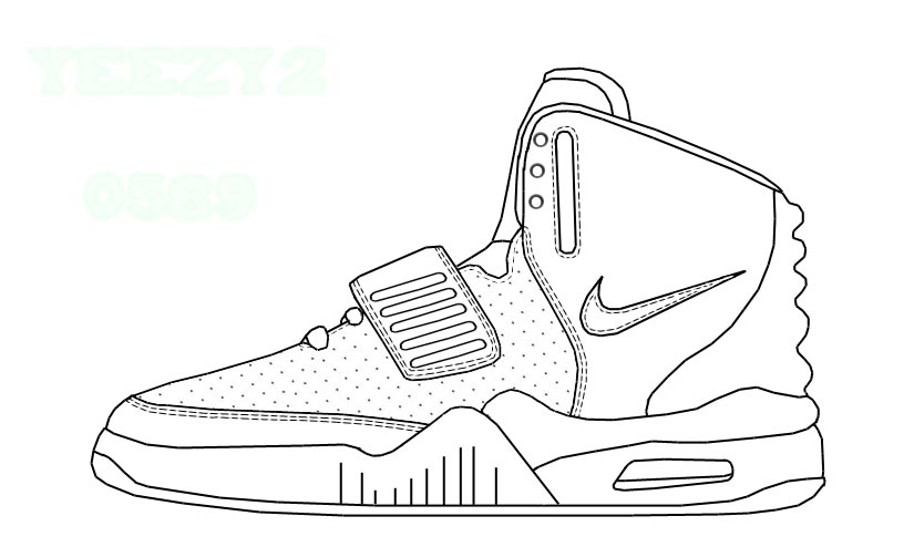 Air Yeezy 2 Drawing Sketch Coloring Page