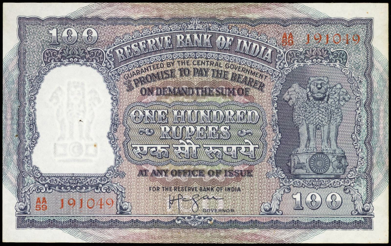 100 Indian rupees note 1953|World Banknotes & Coins Pictures | Old ...
