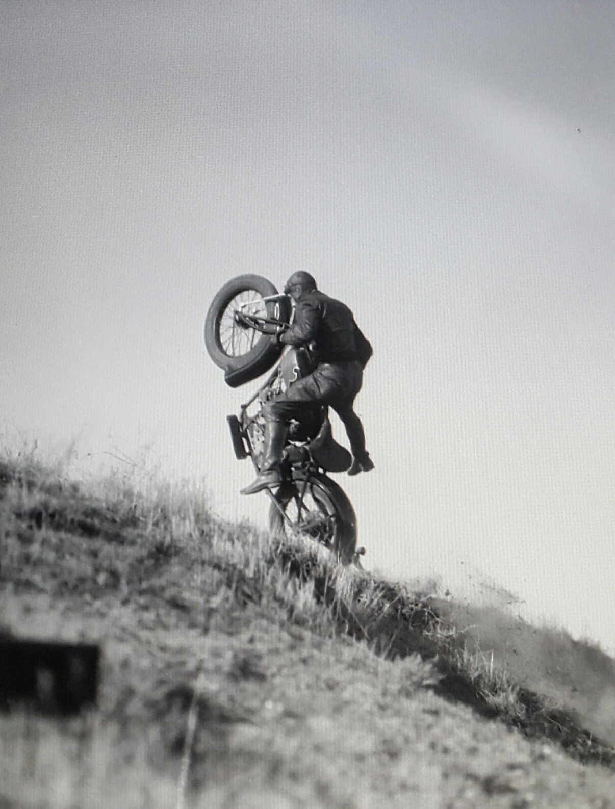 POPPA WHEELIE: Putt Mossman, Trick Rider performs on his Indian, 1933