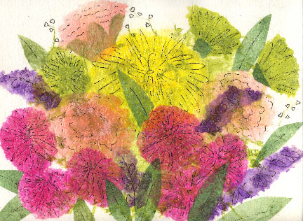 Torn paper towel flowers