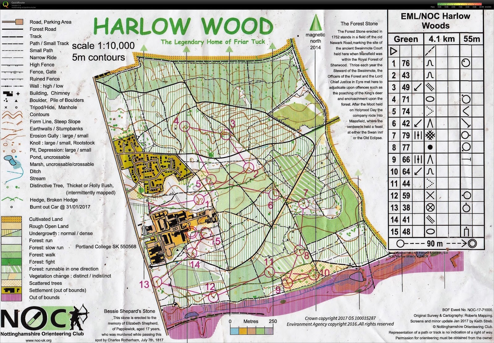 Orientēšanās kartes: Harlow Wood (Mansfield)