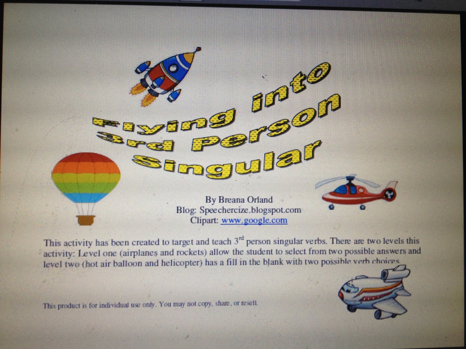 Speechercize and Gluten Free: Teaching Third Person Singular