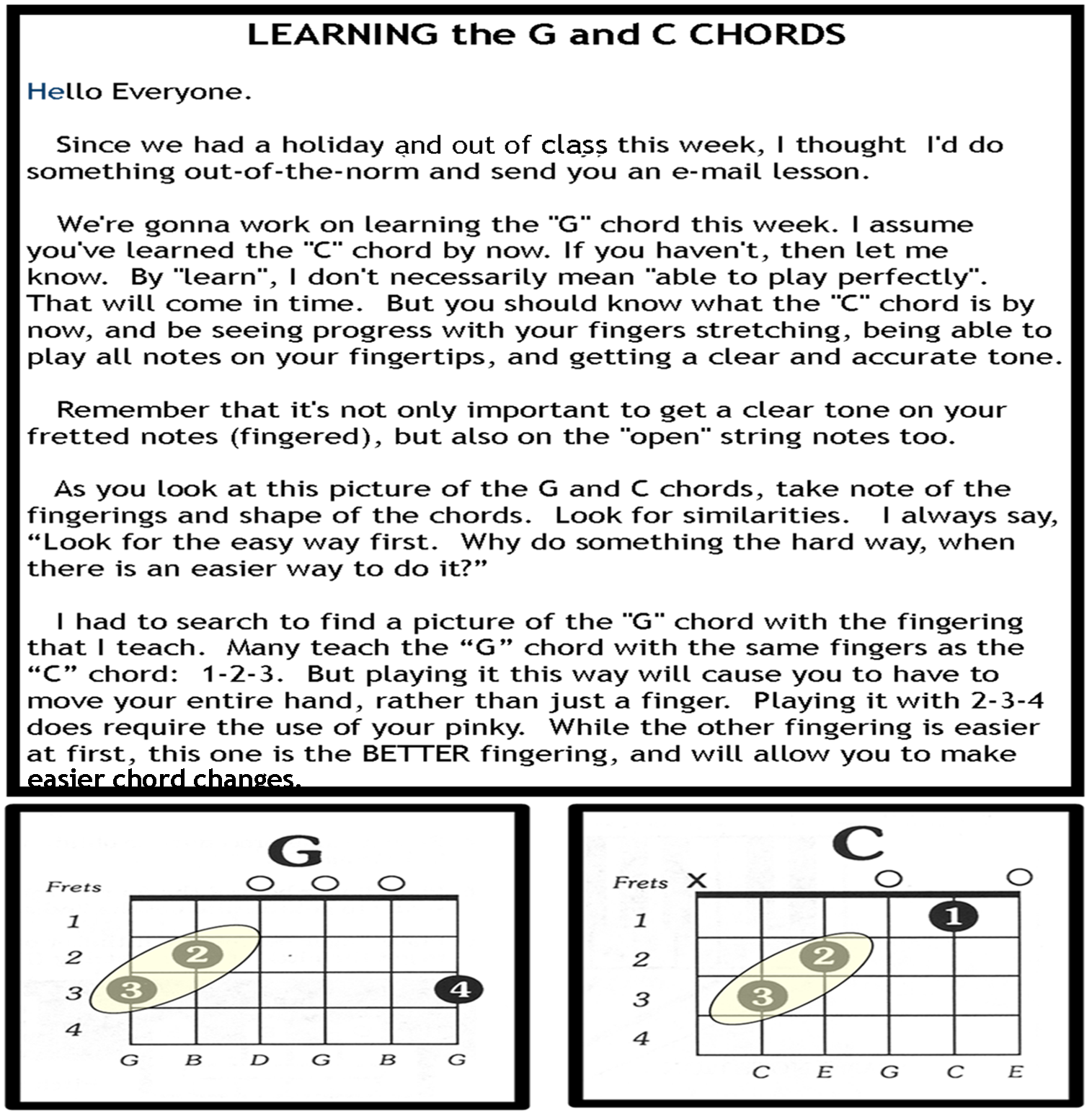 Beginner Lessons: Learning G & C Chords