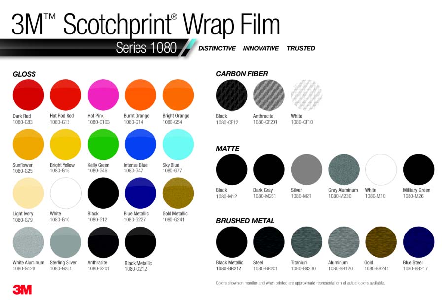 K Custom Car Wraps: Color palettes from Hexis & 3M