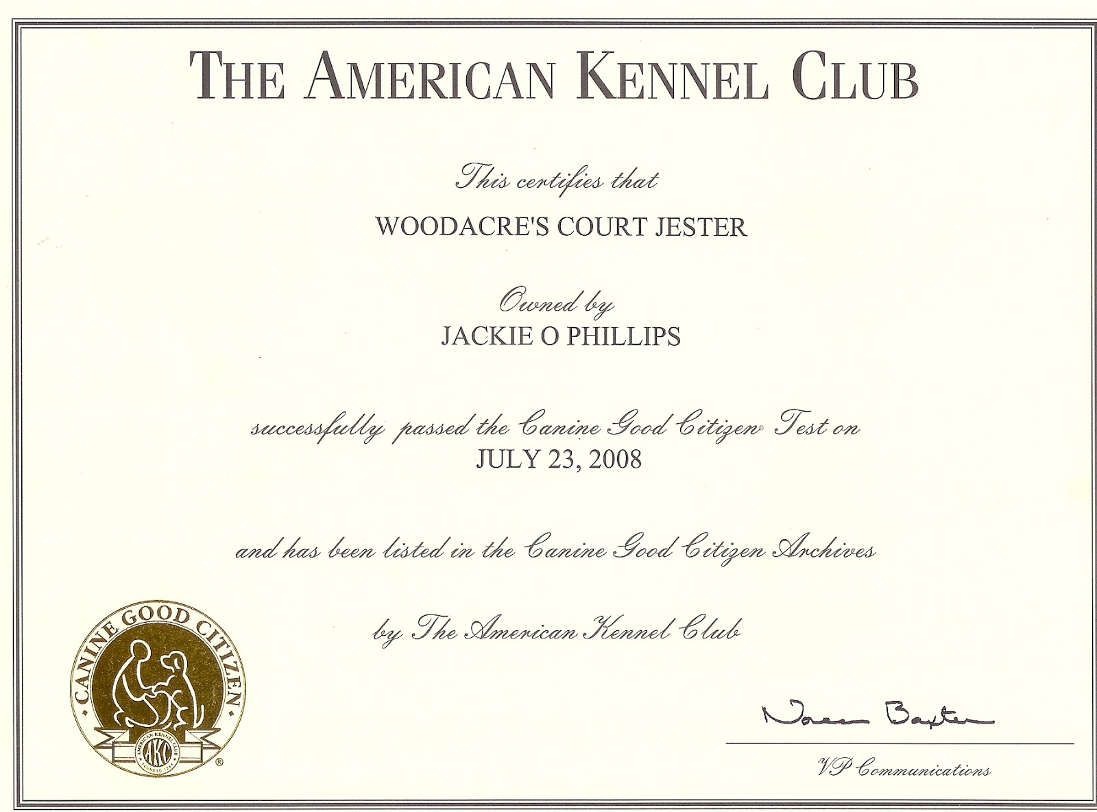 "Dino" 2005 to 2020: Dino Earns His CGC Certificate!