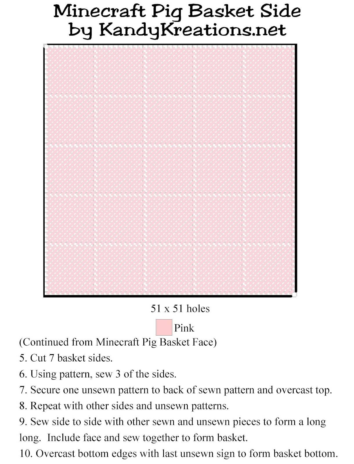 DIY Party Mom: Minecraft Pig Plastic Canvas Basket Pattern